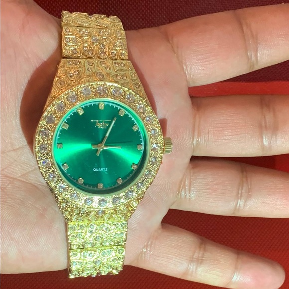 TECHNOPAVE | Accessories | Mens 4k Gold Plated Lab Diamond Watchring ...